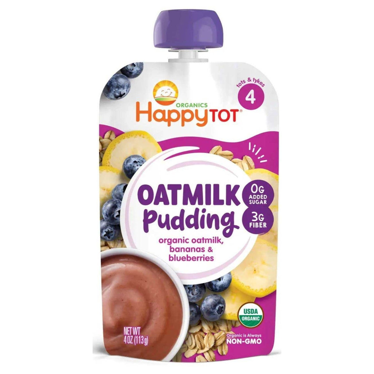 Happy Tot Oatmilk Pudding Organic Oatmilk Bananas & Blueberries 4 oz ...