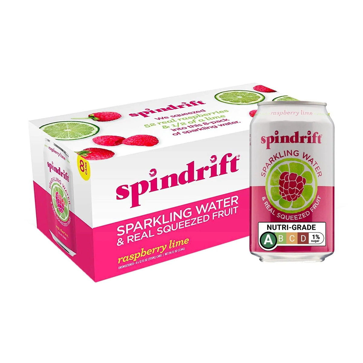 Spindrift Raspberry Lime Sparkling Water 12 oz. - 8 Cans – California ...